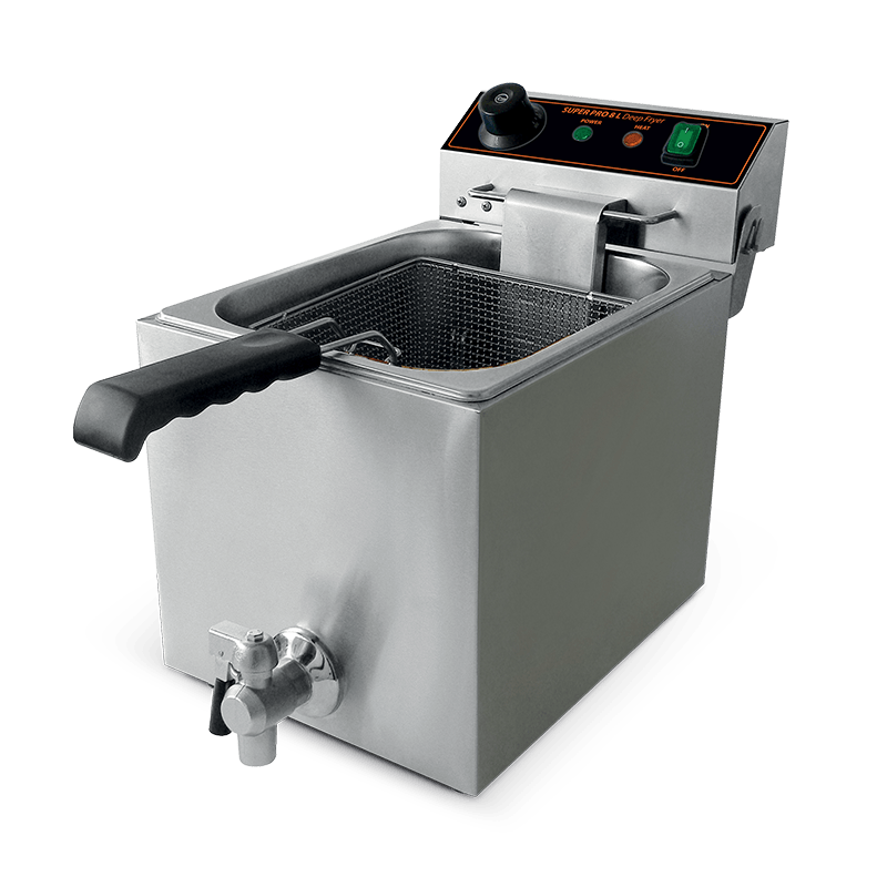 HORECATECH Friggitrice professionale da banco con rubinetto. Capacità 8 ...
