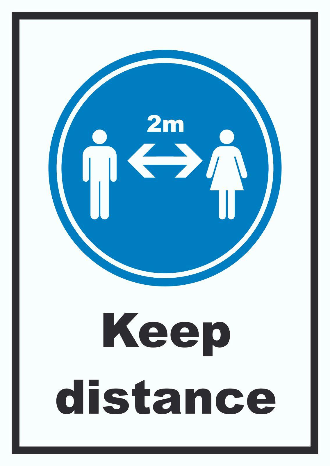 Keep distance Symbol und Text Schild A5 (148x210mm) | METRO