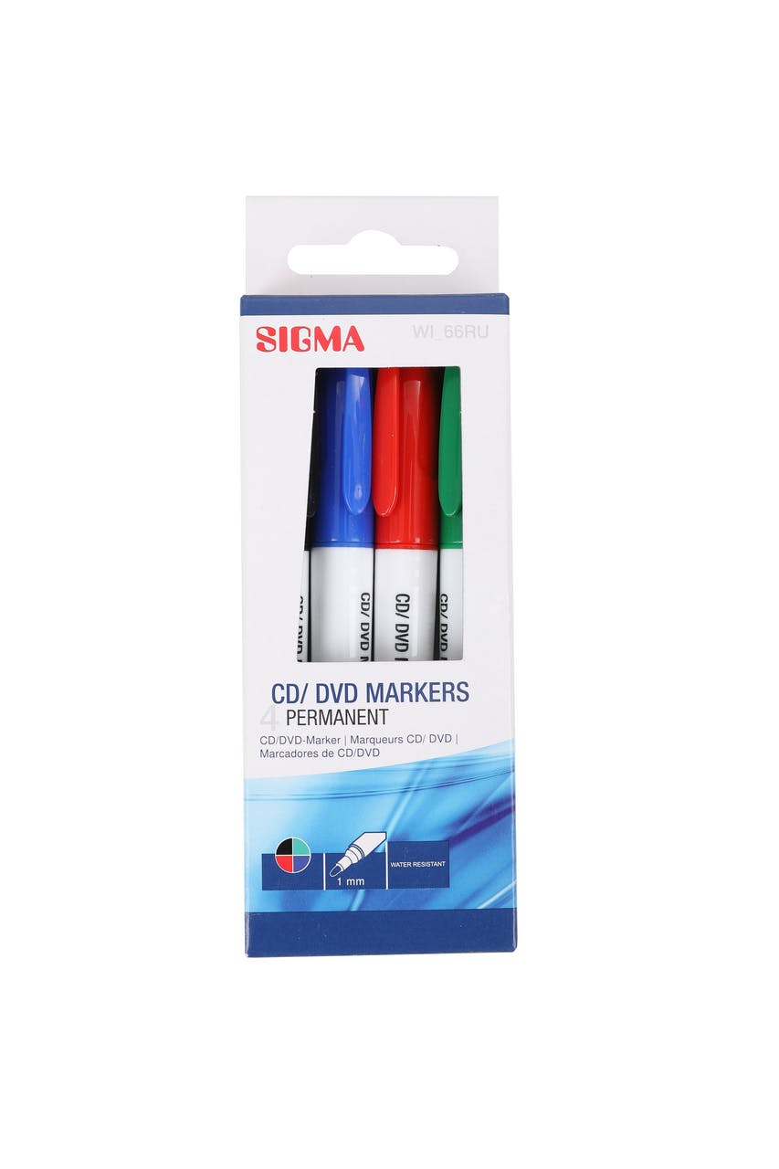 SIGMA CD/DVD-marker WI66RU, geassorteerde kleuren, ronde punt ...