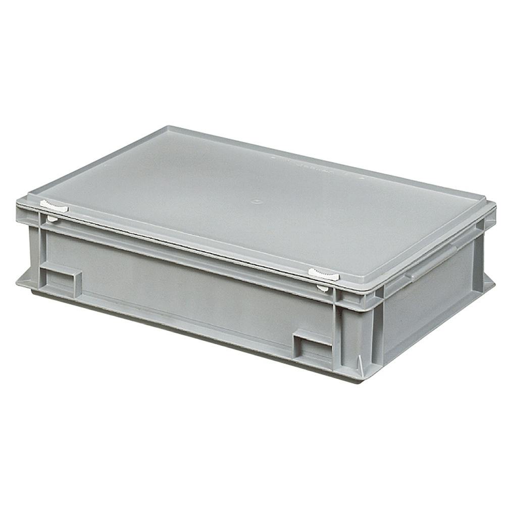 Eurobehälter mit Deckel, stapelbar, grau, LxBxH 600 x 400 x 165 mm | METRO