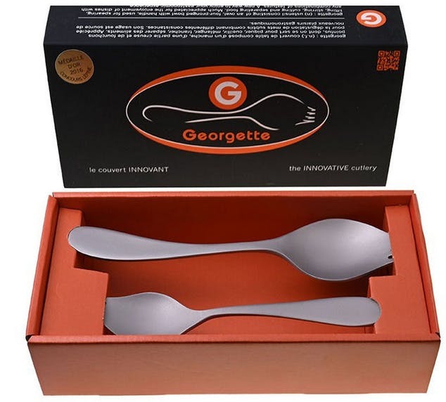 Georgette® Demoiselle inox brossé Coffret de 2 - Couverts 3 en 1 ...