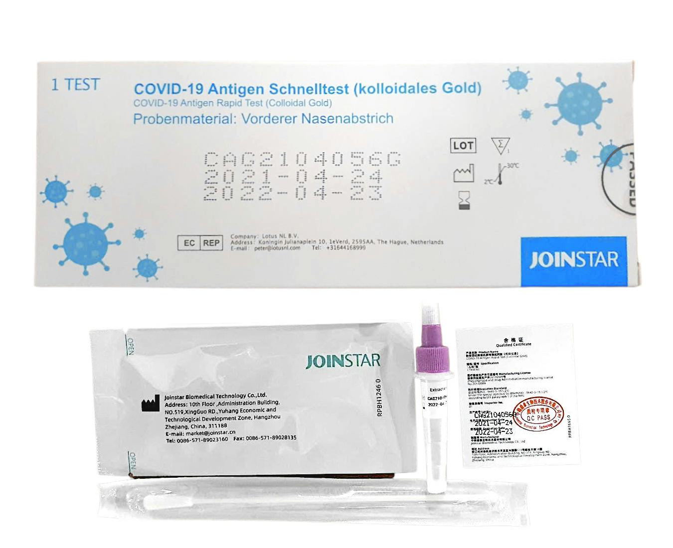 20 Stück Joinstar Covid-19 Antigen-Schnelltest Rachen Nasen Abstrich ...