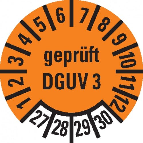 Dreifke® Prüfplakette gepr.n.DGUV 3 27-30,orange,Dokumentenfolie,Ø10mm,128 St/Bogen | METRO ...