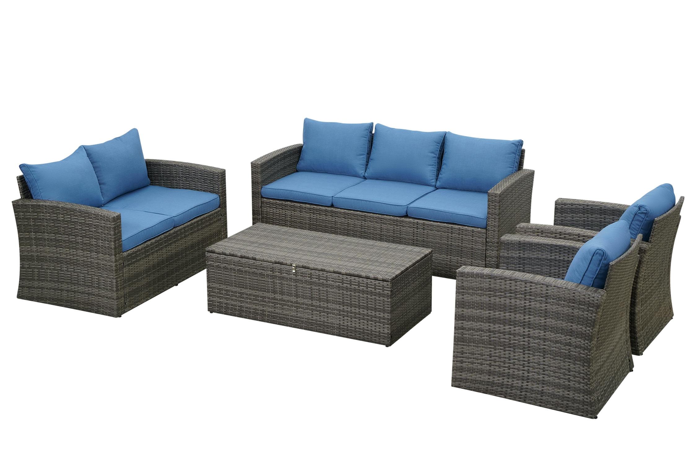 MeXo Lounge Set Lounge Sofas Polyrattan Gartenmöbel 5-teile für 6-9 ...