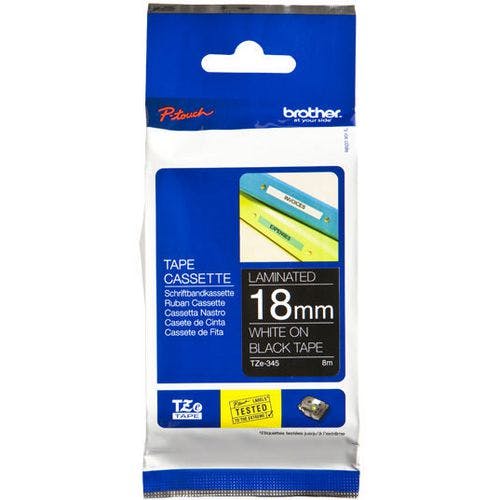 BROTHER Ruban pour PTOUCH laminé Blanc/Noir 18mmx8m TZE345 | METRO