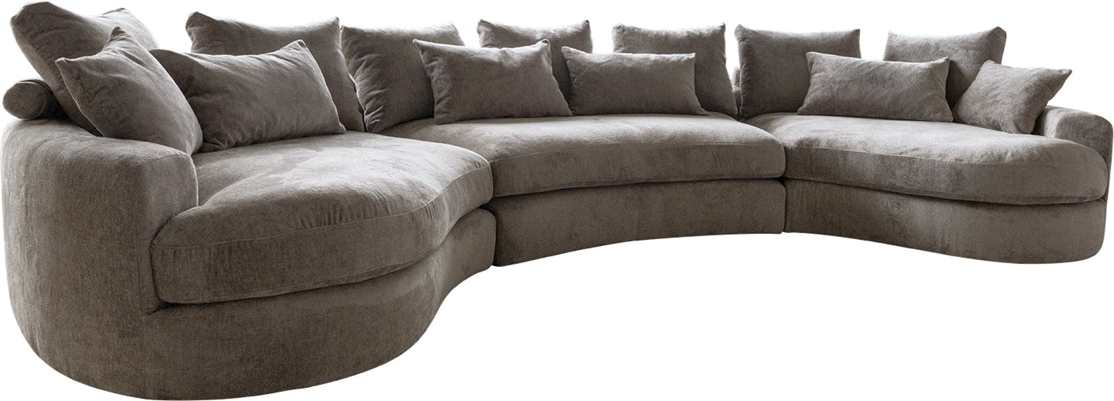 Megasofa Estrea Webstoff Taupe 410x155 cm Rundsofa | METRO
