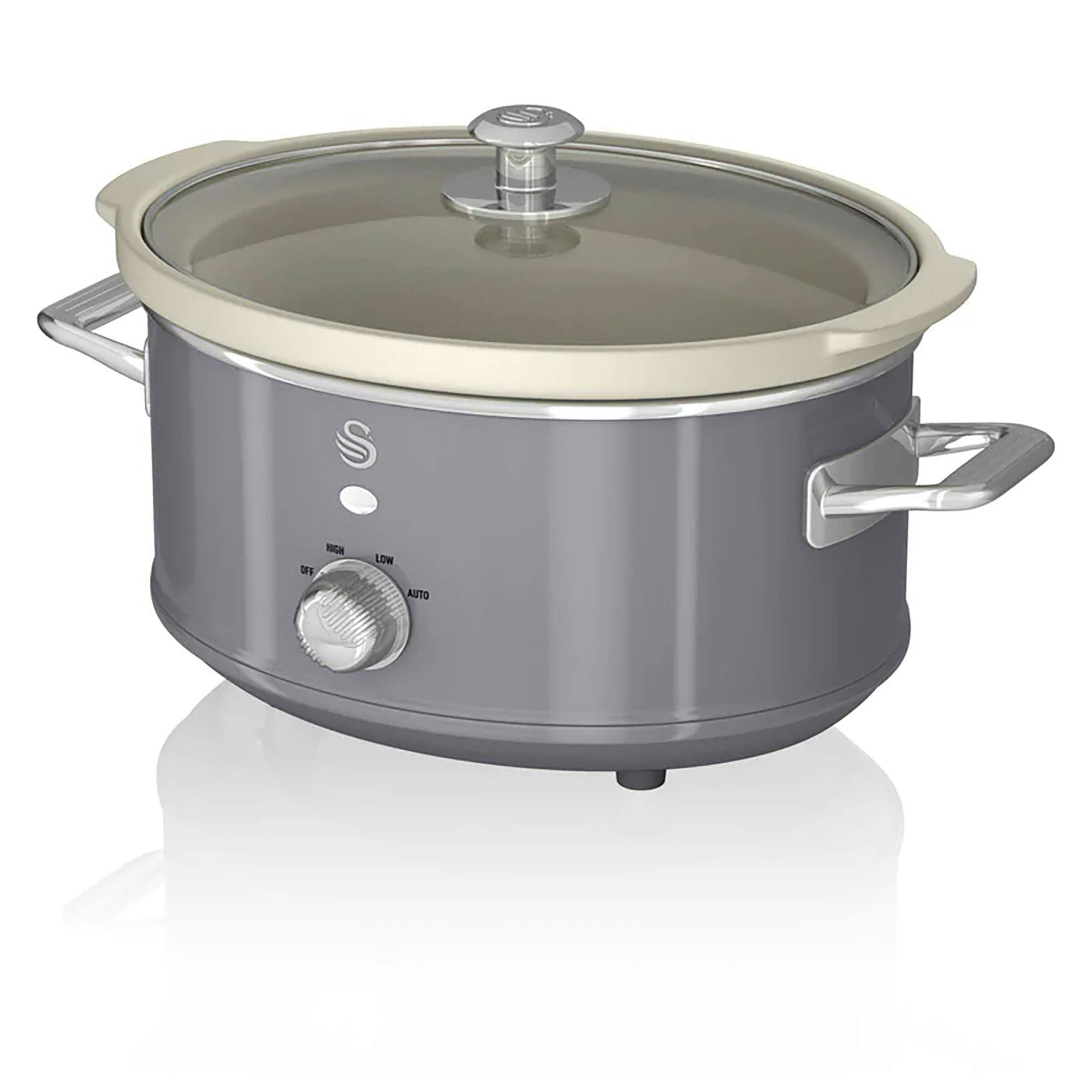 SWAN SF17021GRNEU Retro Slow Cooker 3,5L, Antihaft-Keramisches PFOA ...