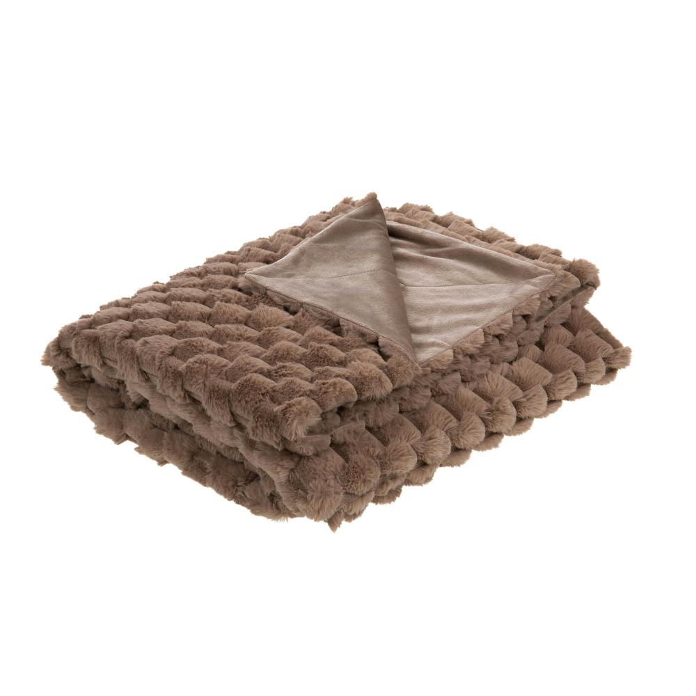 Plaid Diana taupe 130x170 cm - Marron Rectangle Polyester Amadeus 130x2 ...