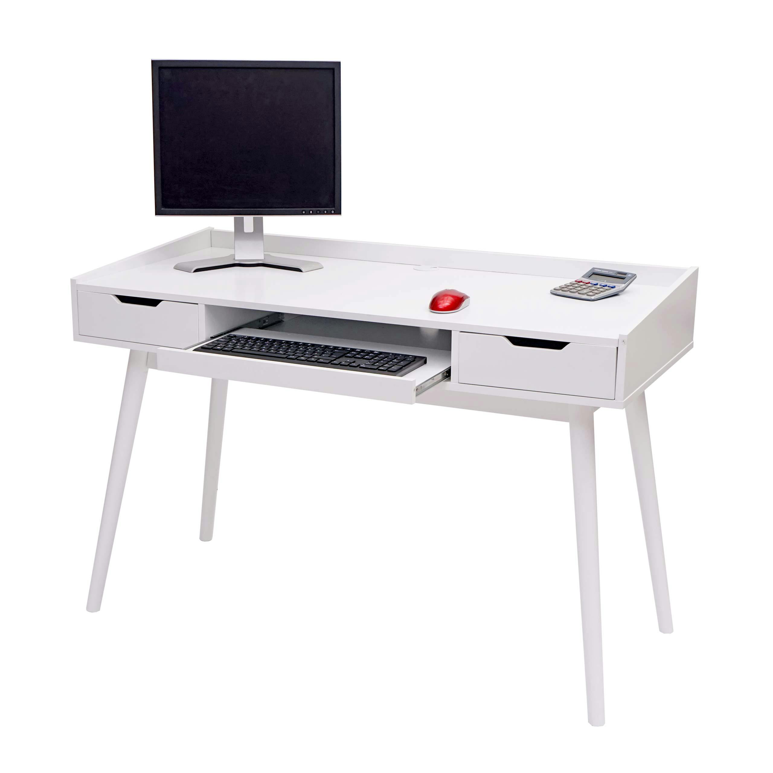Bureau HWC-A70b, bureautafel computerbureau, MDF 120x55cm ~ wit | Makro
