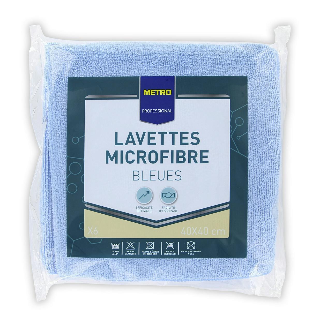 METRO PROFESSIONAL Lavette microfibre bleue 40 x 40 cm x 6 | METRO