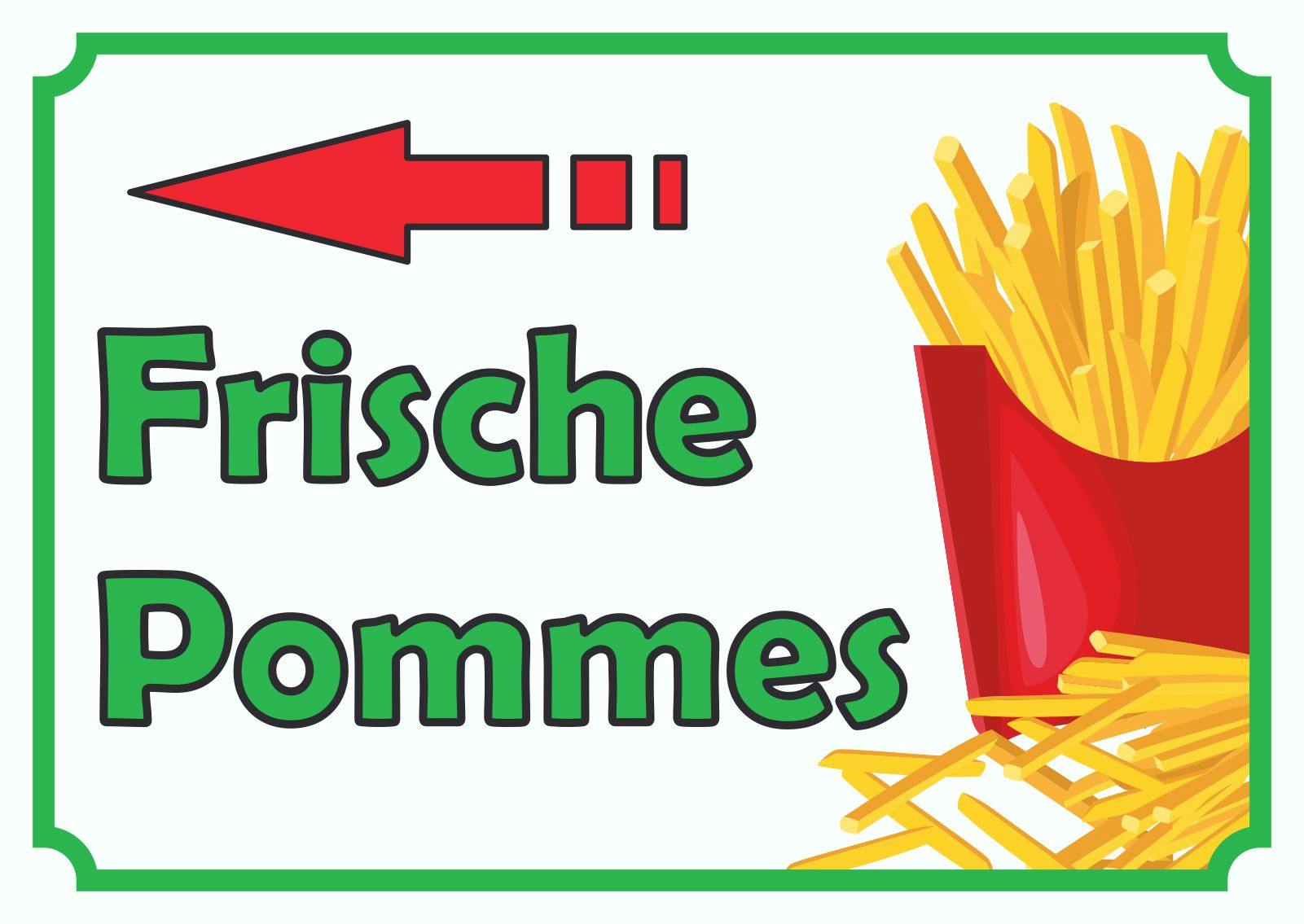 Frische Pommes Frites Schild mit Pfeil links A1 (594x841mm) | METRO