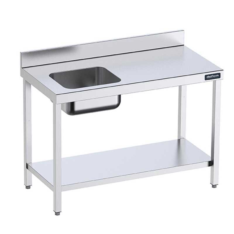 Inox tafel. Chef linkse tray met legplank 1600x700mm | Makro