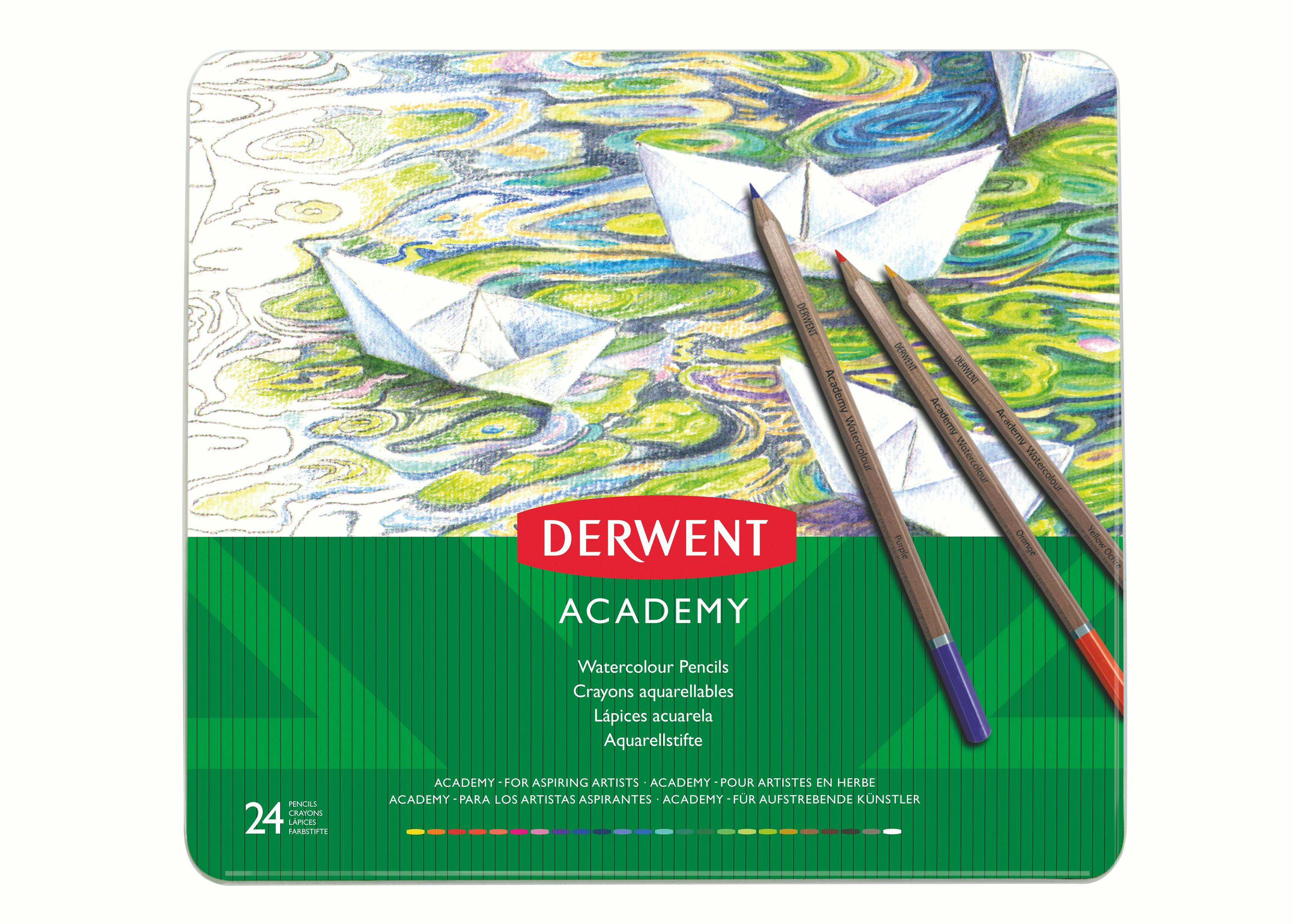 DERWENT Academy Set di 24 Matite Colorate Acquerellabili Sfumabili in ...