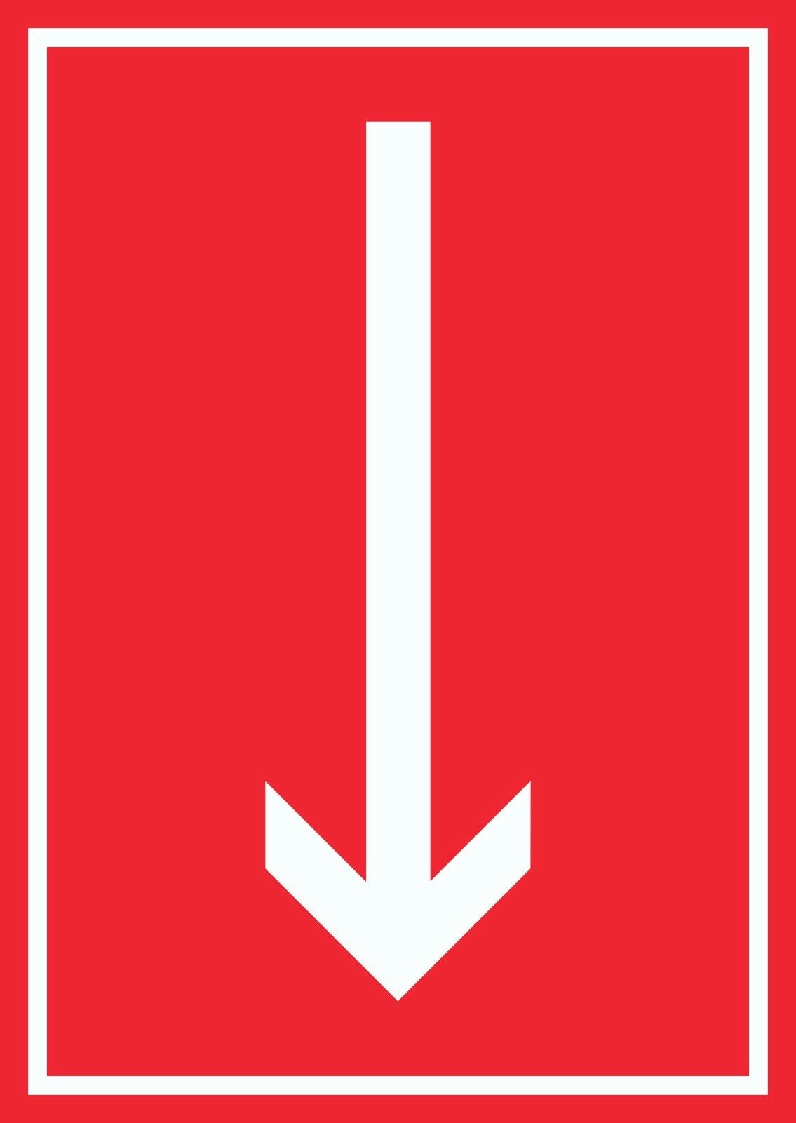 Richtungspfeil runter Schild hochkant weiss rot Pfeil A1 (594x841mm ...