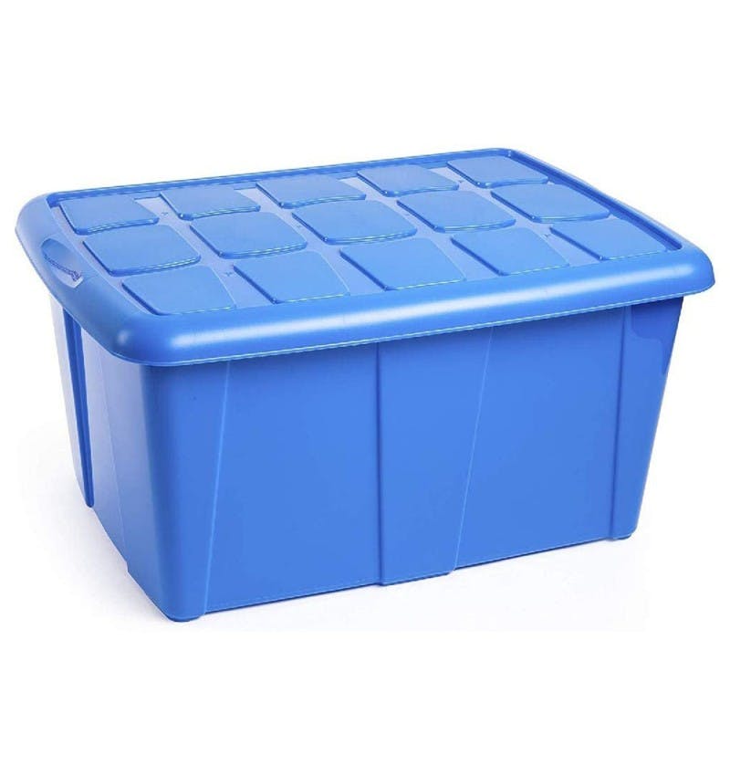 Caja plástica de almacenamiento azul de 60 litros con tapa y asa Nro 18 ...