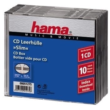 Hama CD Slim Jewel Case, pack 10 1 Disks Transparent | METRO