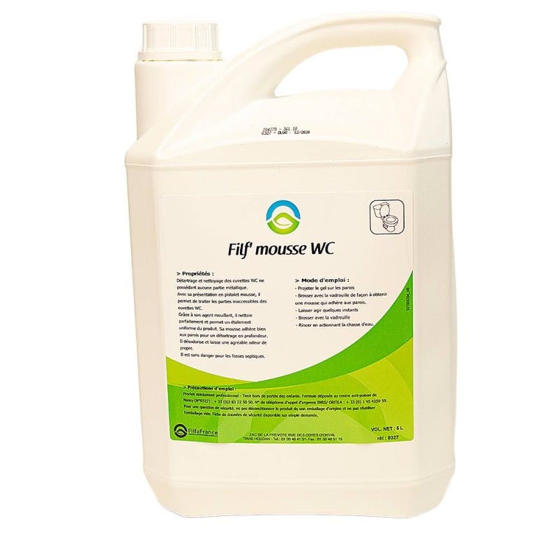 Nettoyant, détartrant wc mousse - Parfum fresh oxygen - 5L - FILFA ...