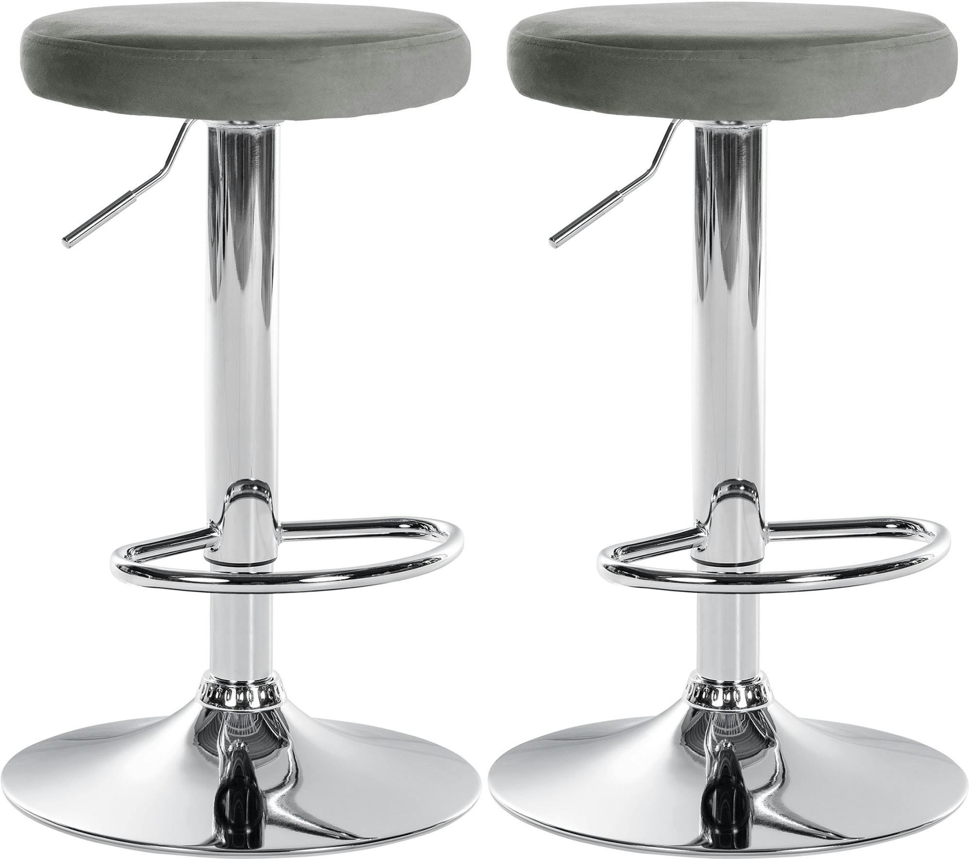 2er Set Barhocker Ponte Samt grau/Metall in Chromoptik | METRO