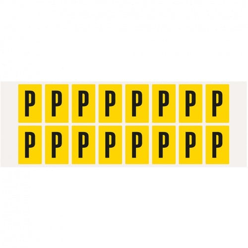 Aufkleber I Buchstabe P, gelb/schwarz, Folie, Schrifthöhe 25mm, 22x36mm ...