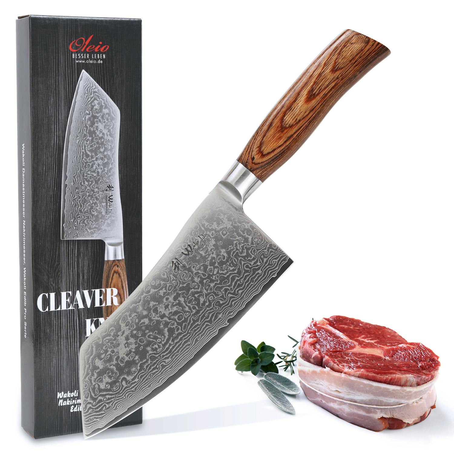 Wakoli EDIB Pro Damast Kochmesser Chai Dao I 17cm Klinge I Pakkaholzgriff | METRO