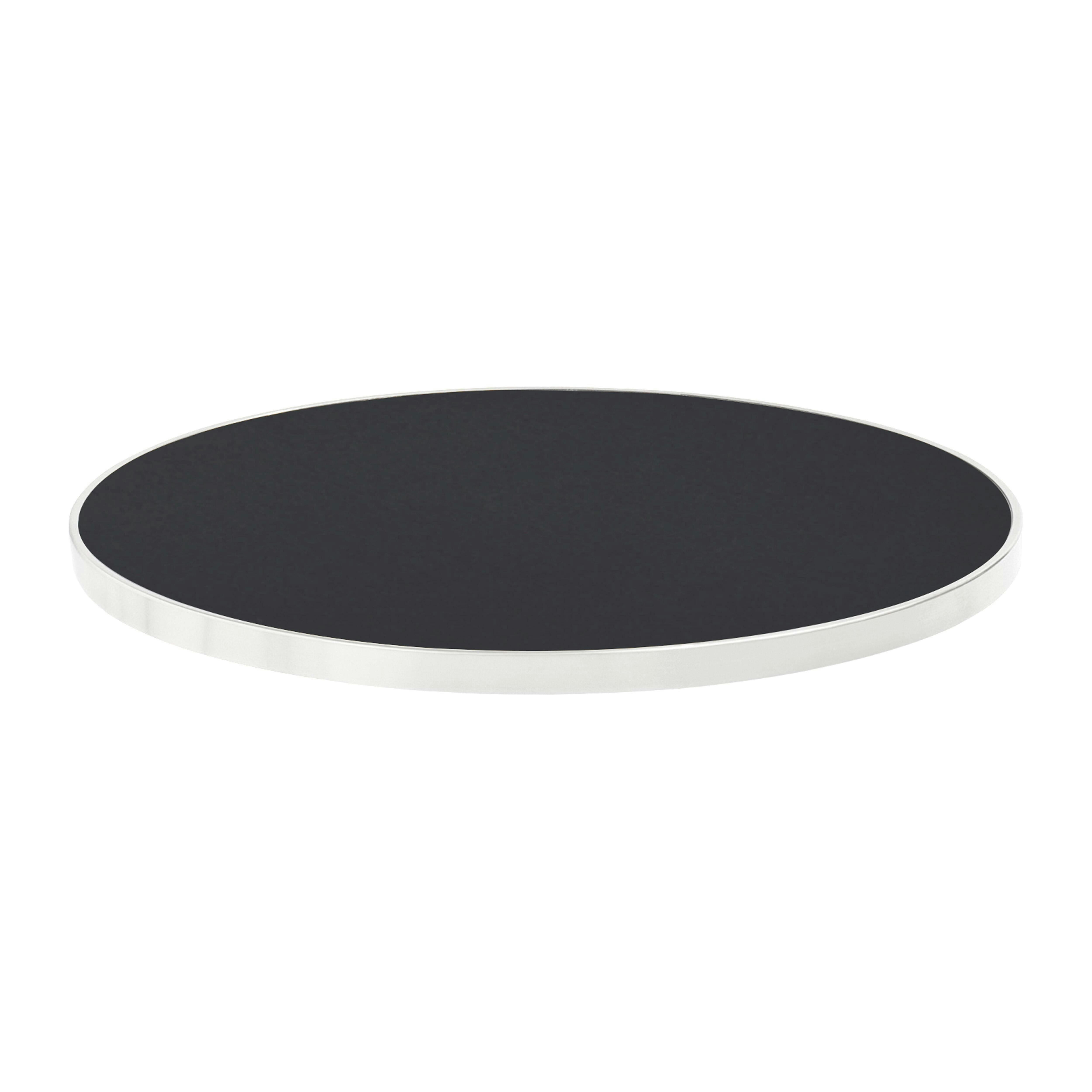 Plateau de table rond noir avec cerclage argent 60 cm Montmartre ...