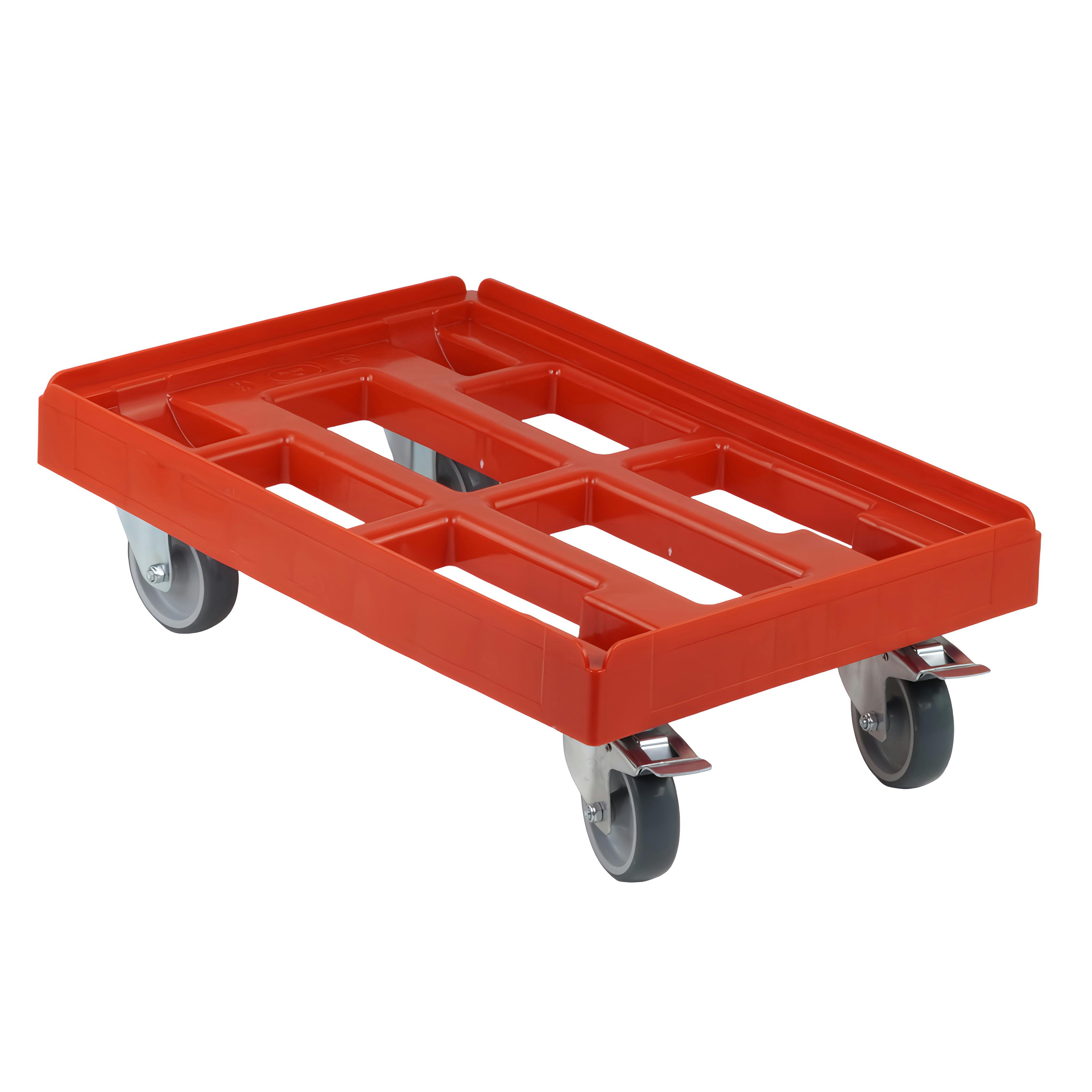 Transportroller für Kisten 60 x 40 cm mit 2 Bockrollen und 2 Bremsen ...