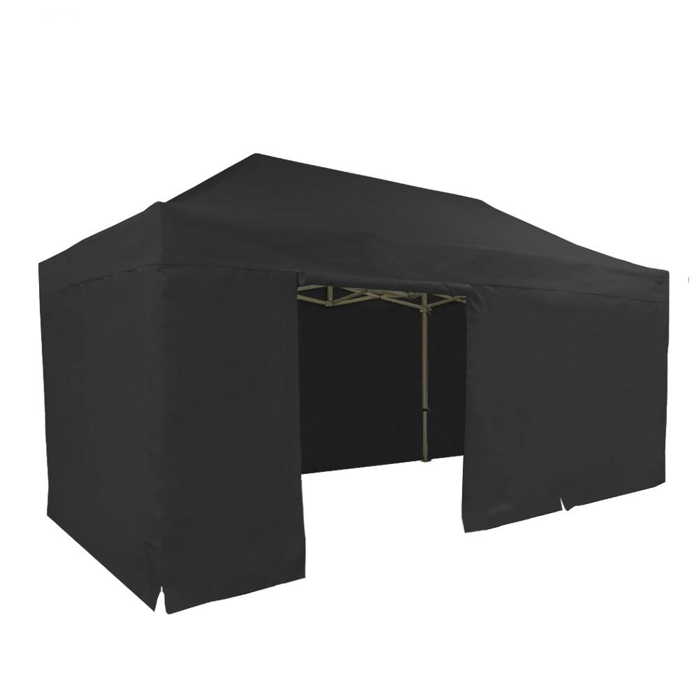 Tente pliante PRO 4x6m pack côtés - 6 murs - ALU 45mm/polyester 380g Norme M2 - noir - FRANCE ...