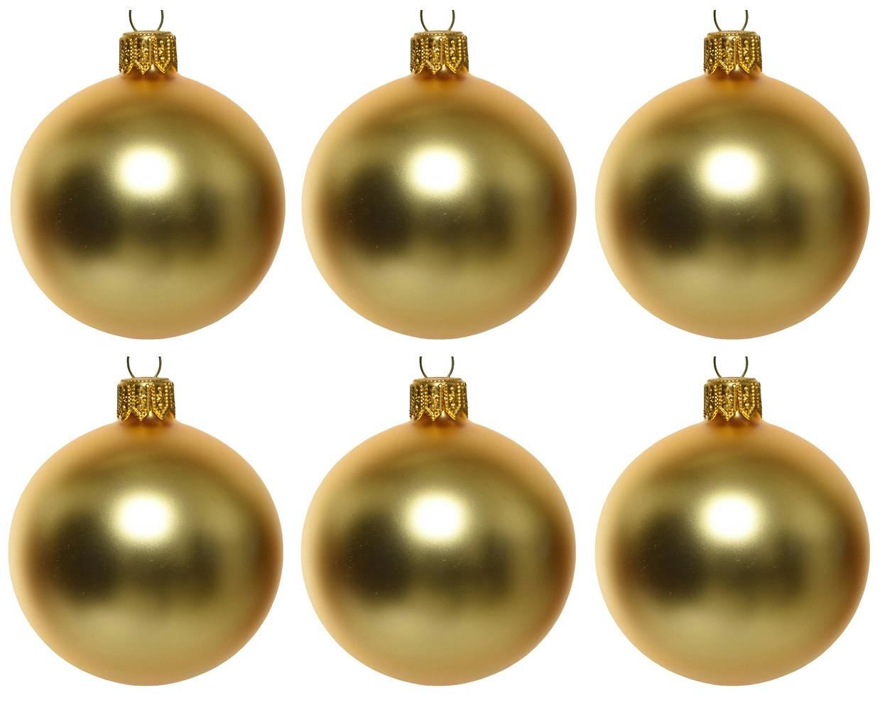 6 Weihnachtskugeln 8cm Glas mundgeblasen Christbaumkugeln gold matt | METRO
