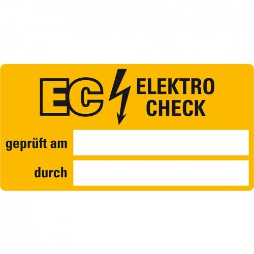 Aufkleber I Prüfplakette Elektro Check geprüft am..., gelb/schwarz ...