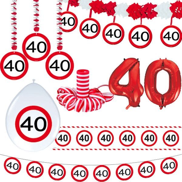 40. Geburtstag Verkehrsschild Geburtstagsdeko Partyset Party Deko Set ...