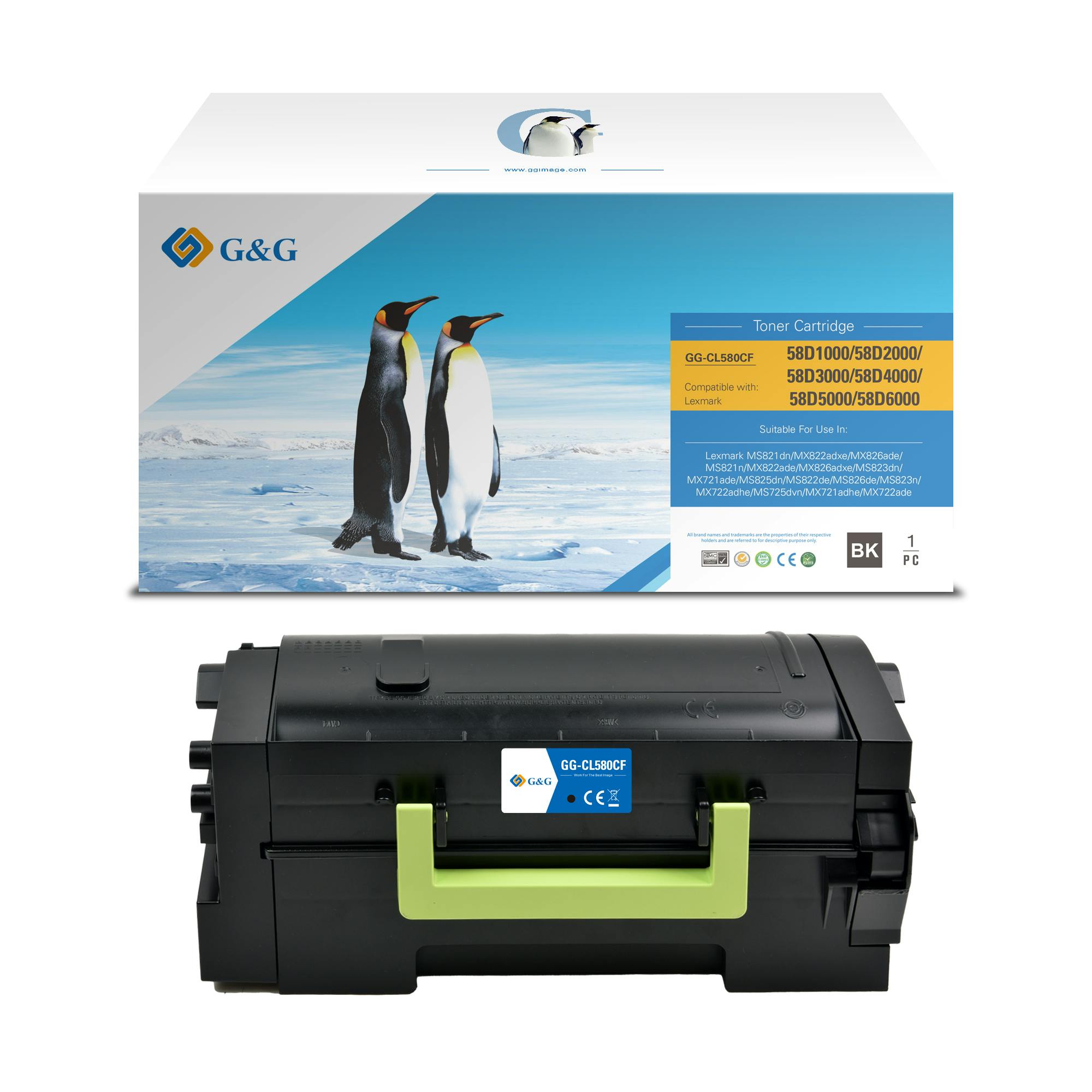 G&G 58D2 toner compatibel met Lexmark 58D2000 Tonercartridge 7500 ...