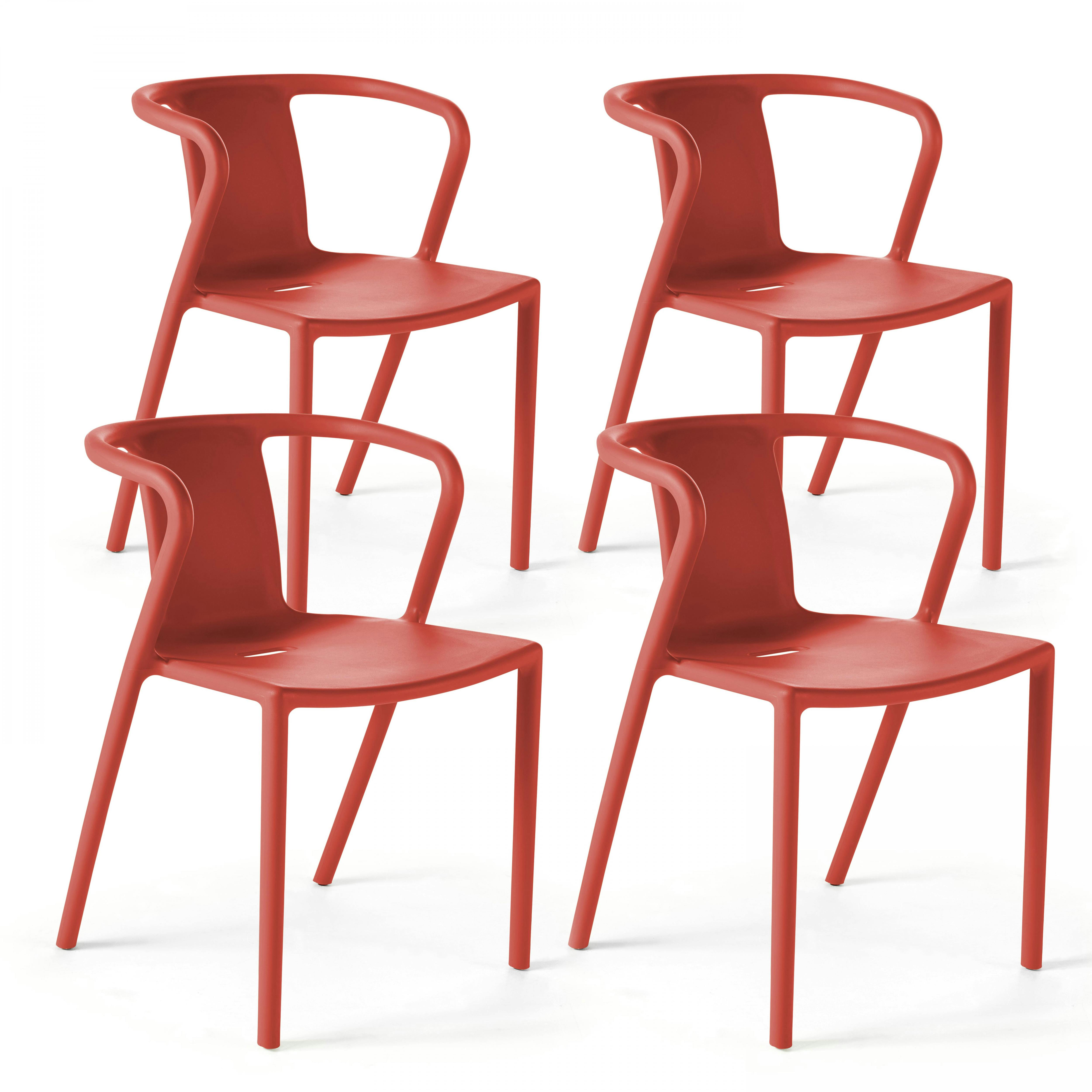 Set van 4 rode plastic stoelen | Makro