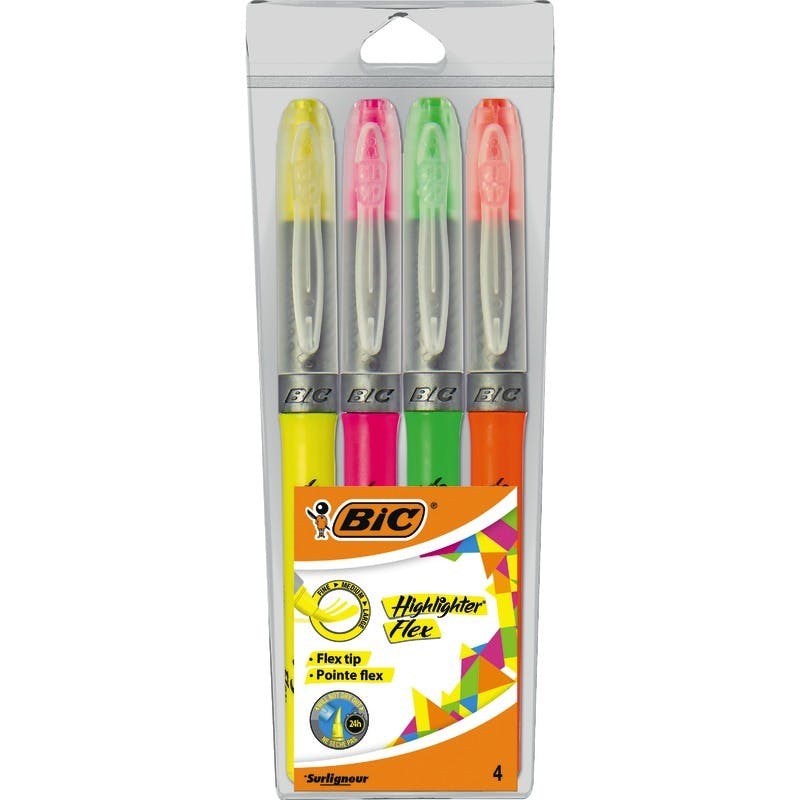 BIC Textmarker Highlighter Flex, Etui mit 4 Marker farbsortiert | METRO