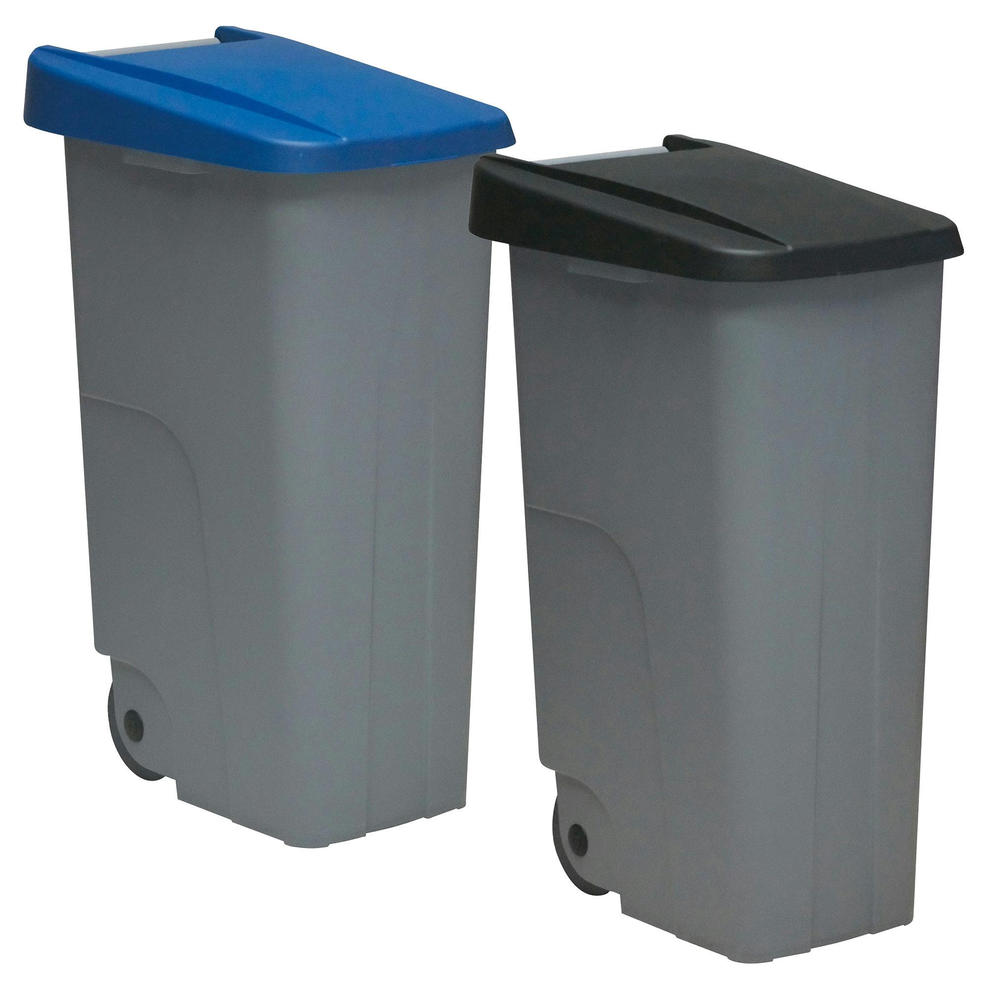 Wellhome - Set gesloten containers 110L blauw en zwart 88cm | Makro