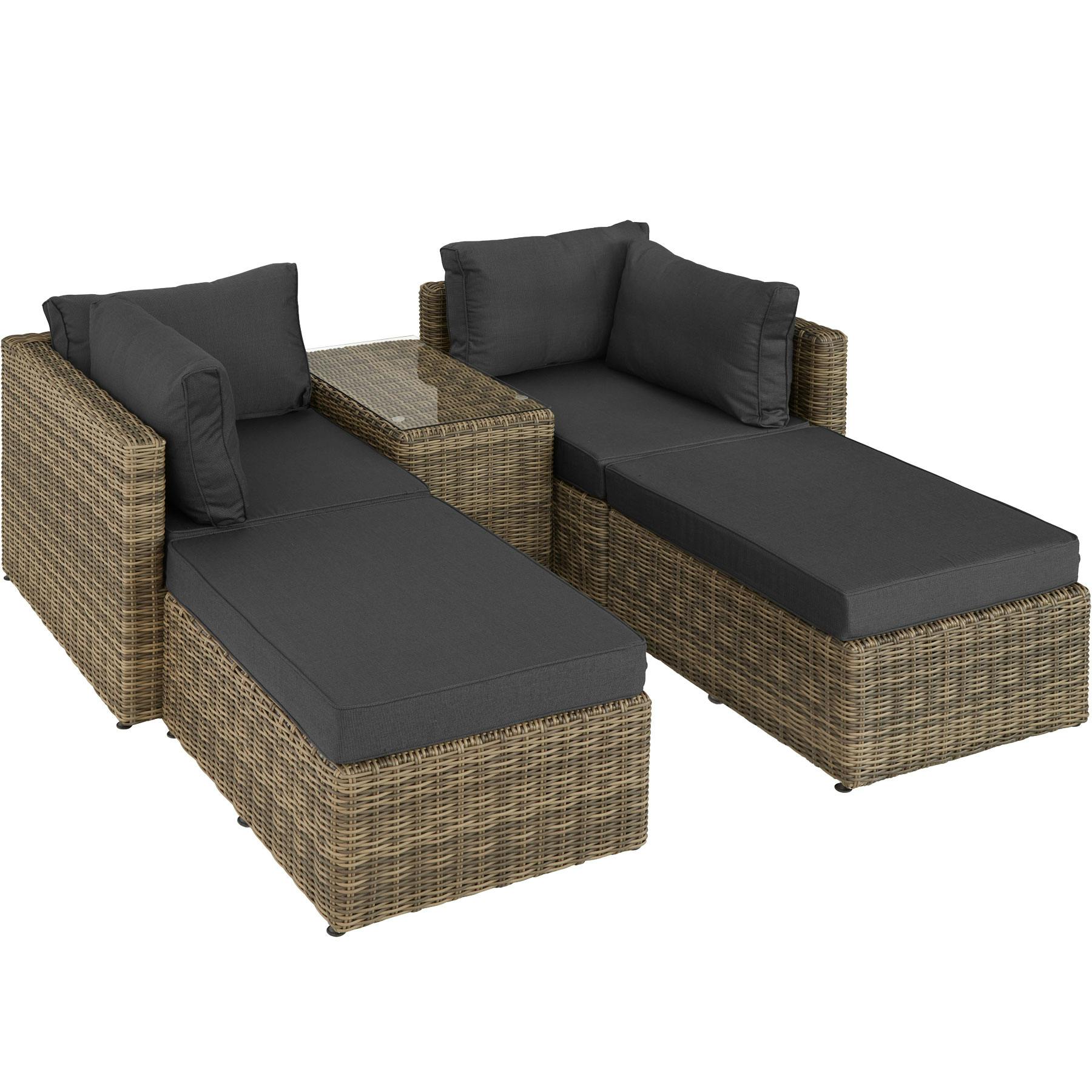 tectake Wicker loungeset San Domino met aluminium frame - natuur ...