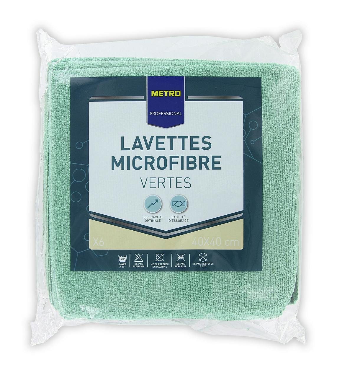 METRO PROFESSIONAL Lavette microfibre verte 40 x 40 cm x 6 | METRO