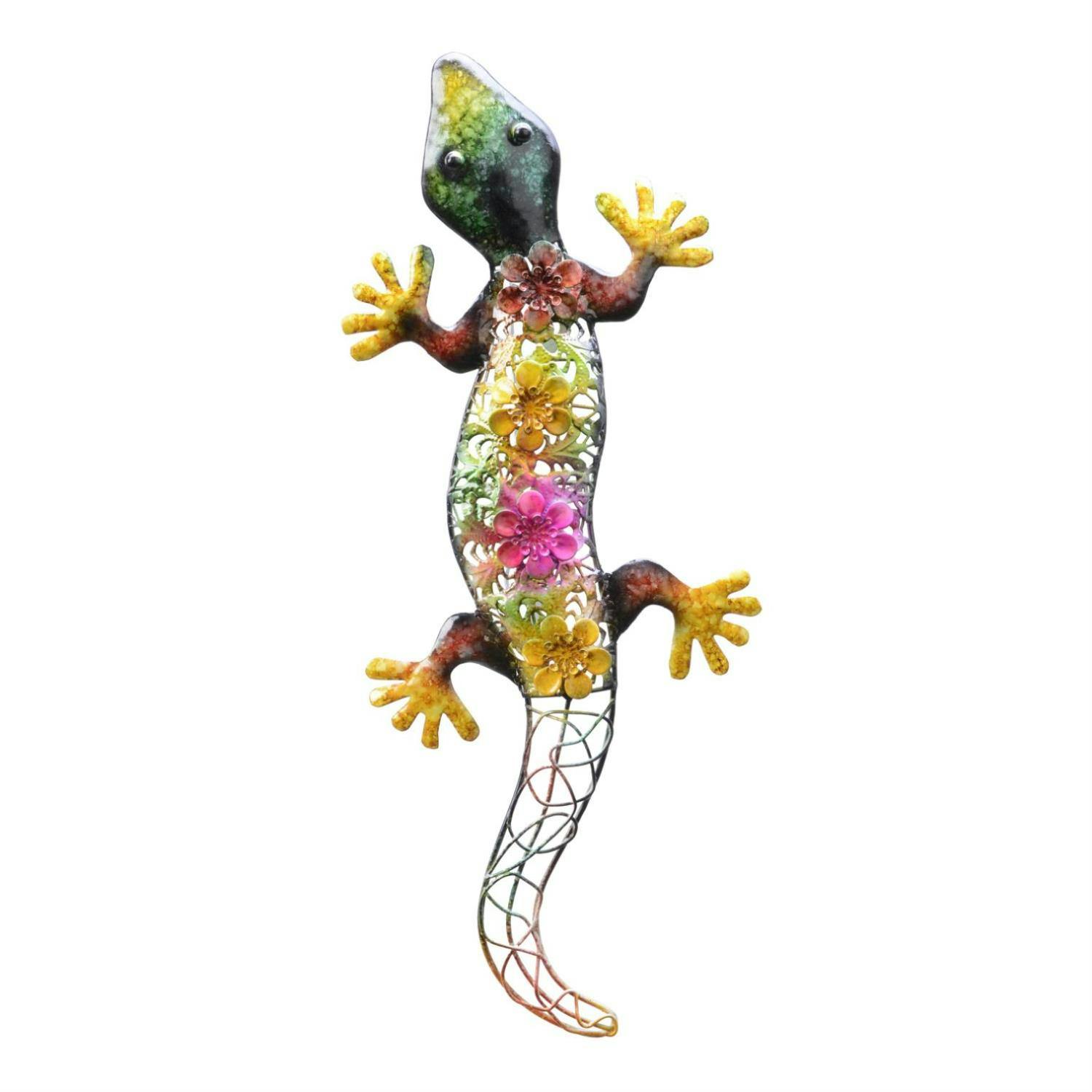 Wanddeko Gecko bunter Wandschmuck Eidechse Terrasse Hauswanddeko 55cm ...