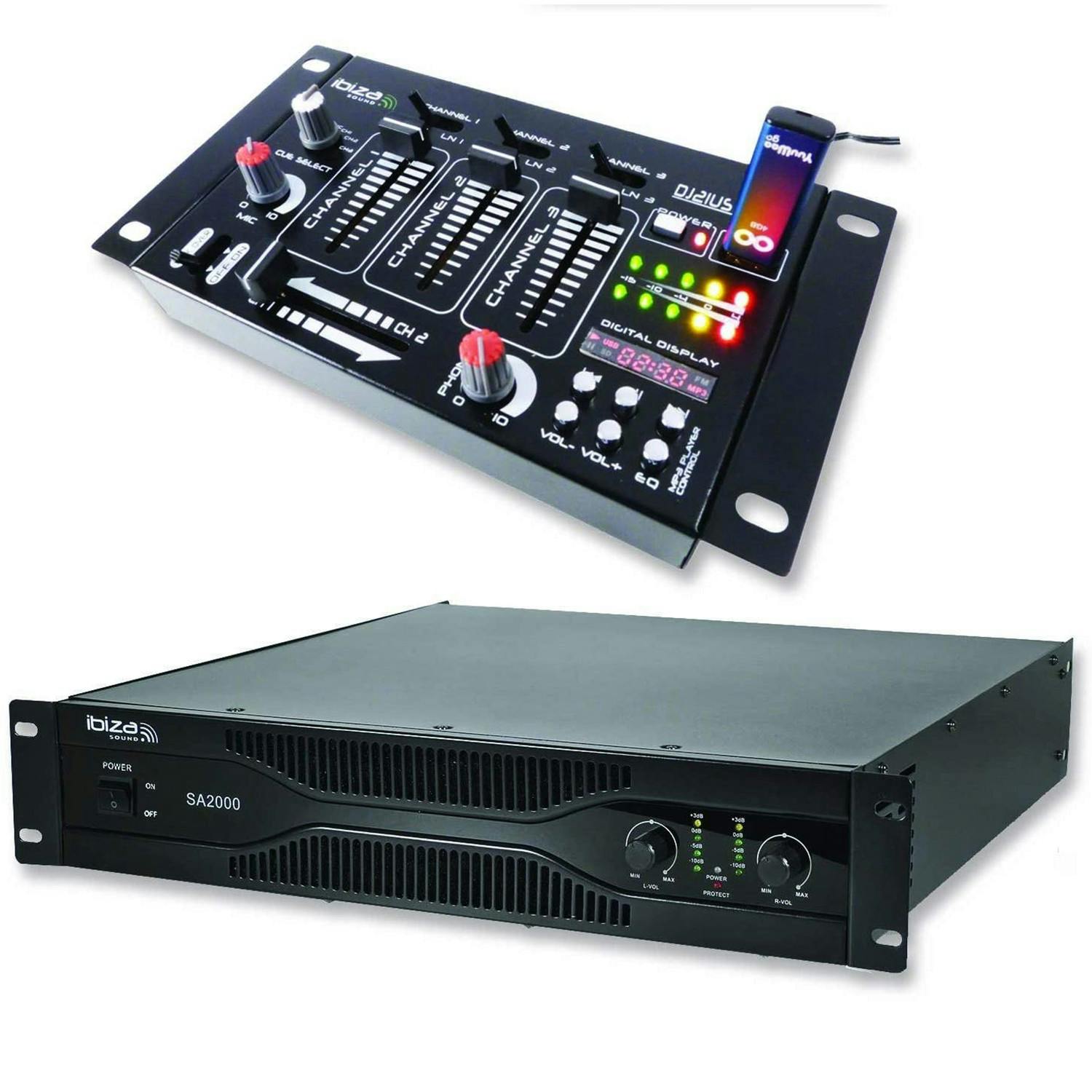 Pack sonorisation amplificateur 2000W SA2000 + Table de mixage 4 voies 7 entrées | METRO