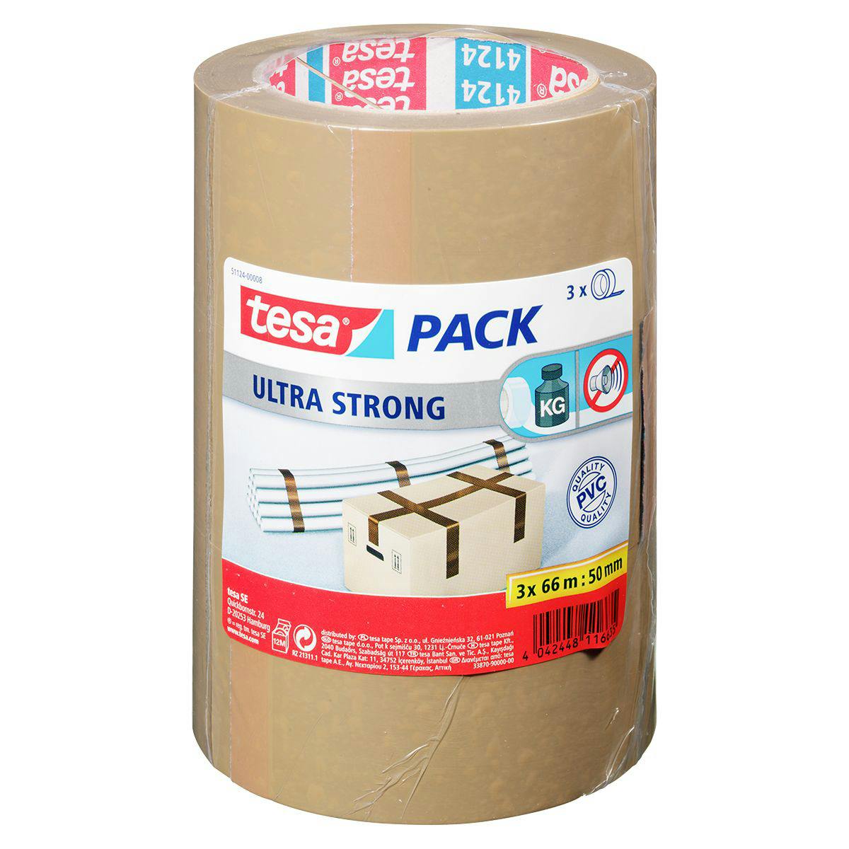 Tesa Packband Ultra Strong, 50 mm x 66 m, braun, 3 Stück | METRO
