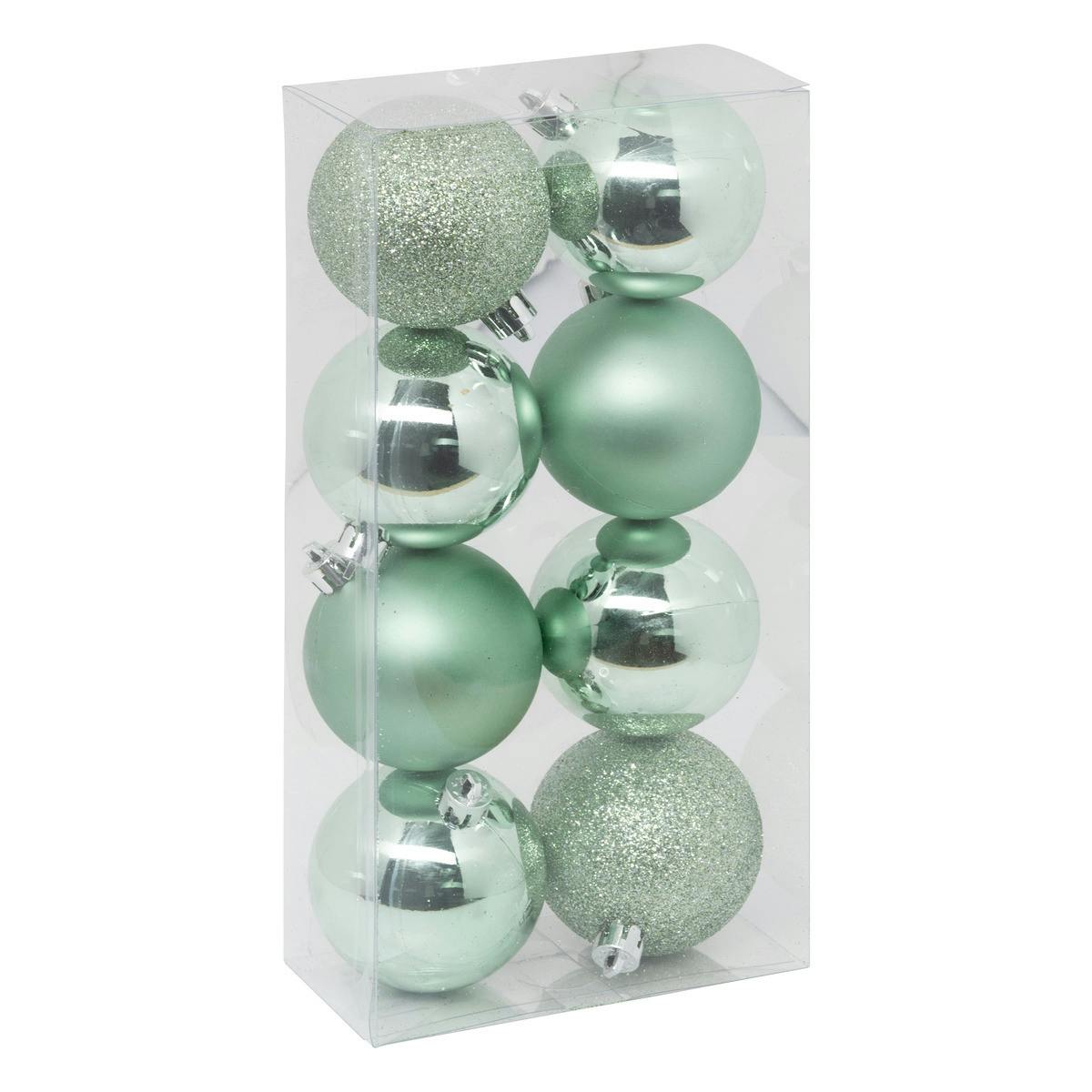 Déco de sapin Lot de 8 Boules de Noël D 7 cm - Vert amande | METRO
