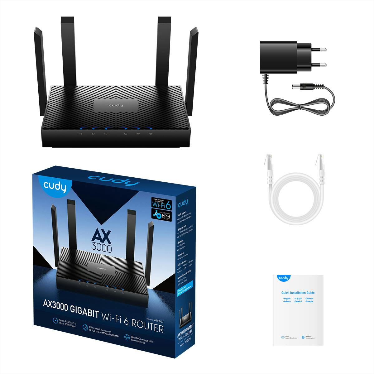CUDY WR3000 AX3000 Wi-Fi 6 Mesh Router Gigabit | METRO