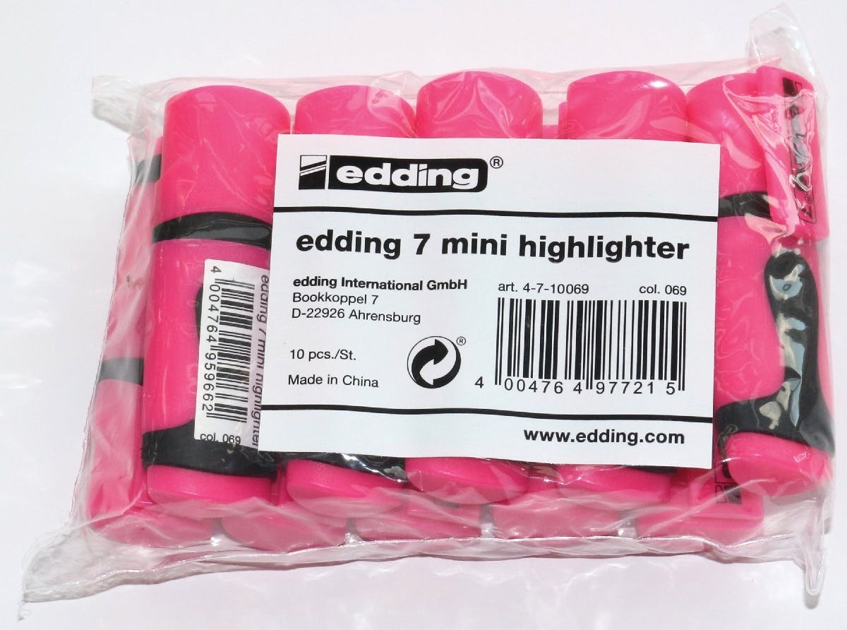 Textmarker edding 7 mini highlighter 1-3 mm VE=50x10 Stück Polybeutel ...