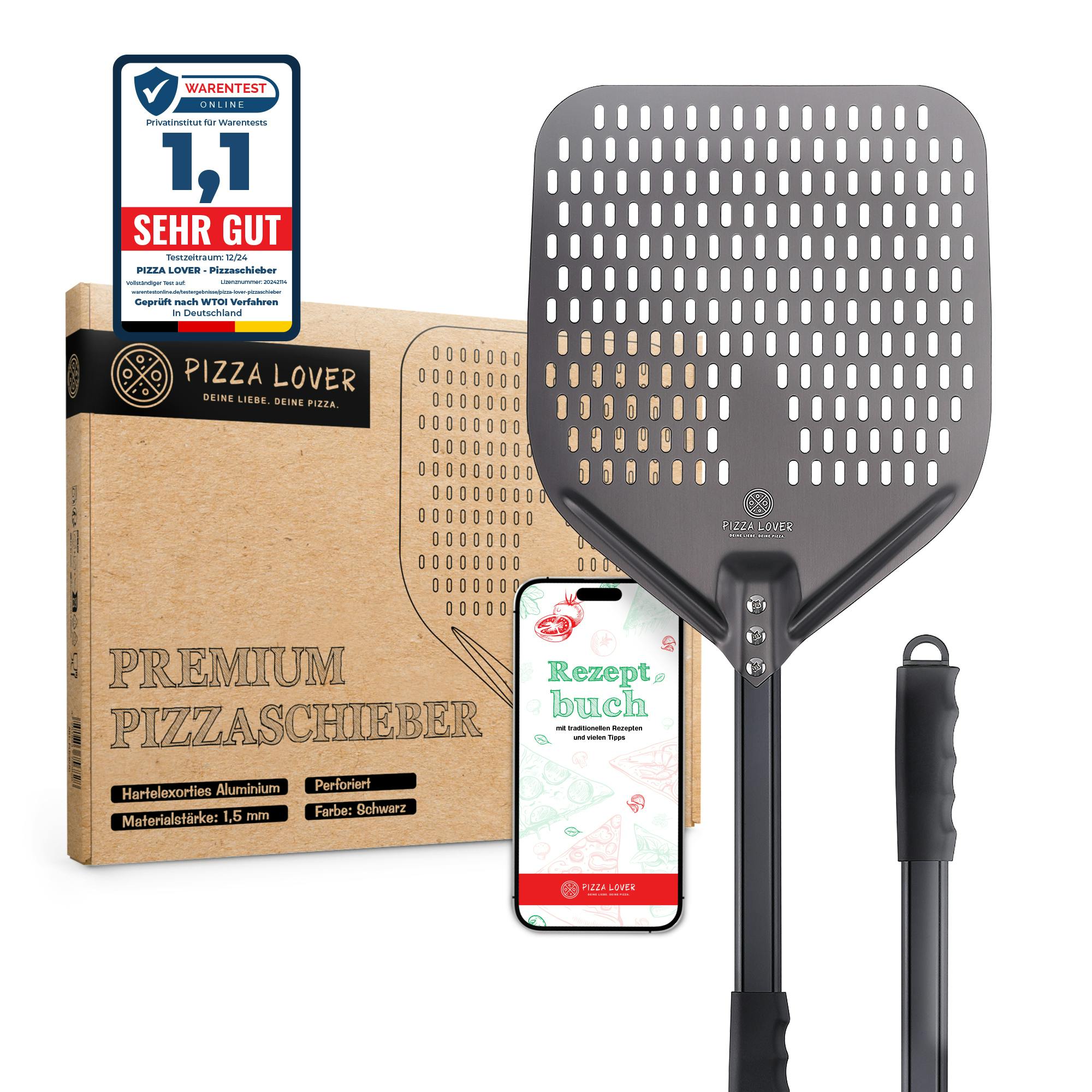 PizzaLover Pizzaschieber - Perforierte harteloxierte Schaufel Aluminium ...
