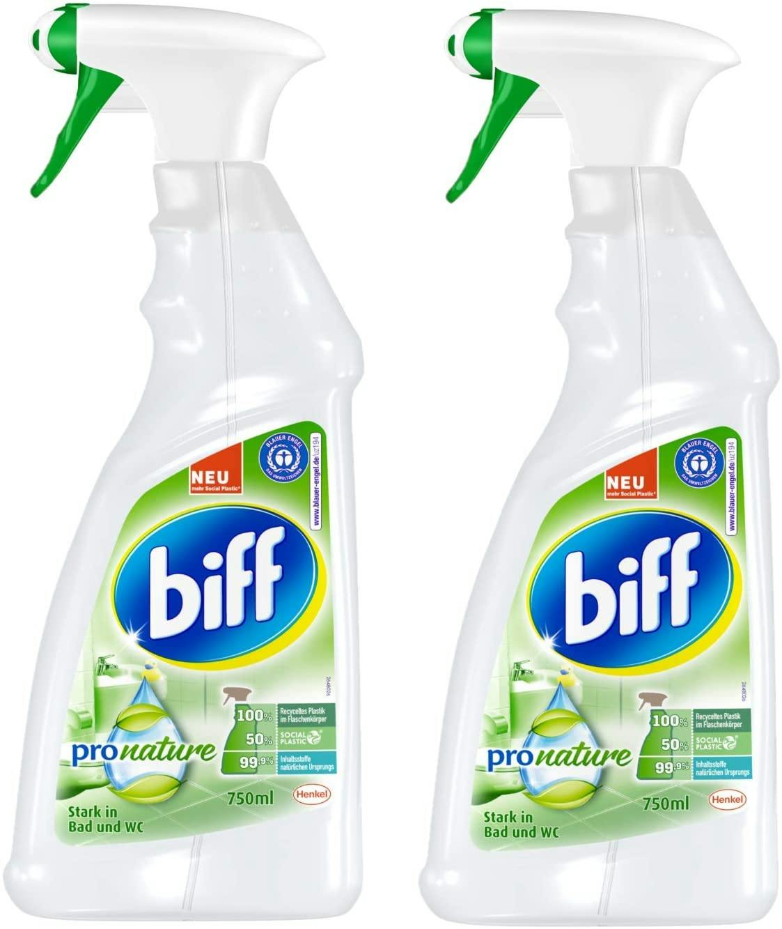 Biff Pro Nature Badreiniger Bad Reiniger Badezimmer Sprühflasche 2x750 ...