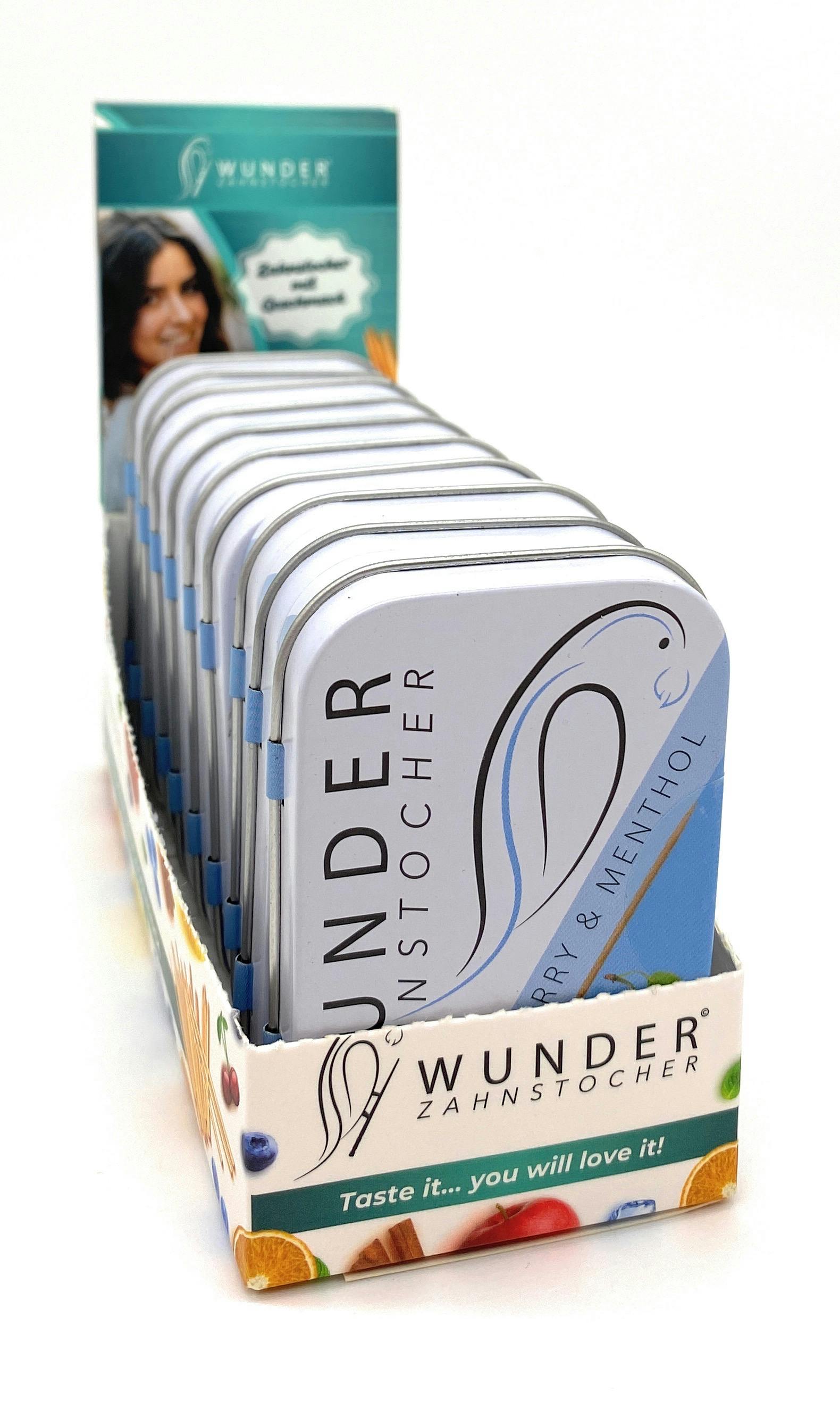 Wunder Zahnstocher Kirsch Menthol Dose - Display - Inhalt 10 Stück Edle ...