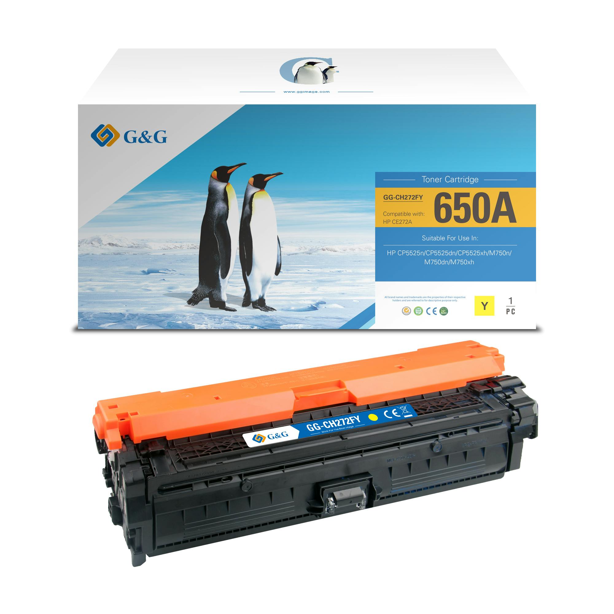G&G CE272A toner compatibel met HP 650A Tonercartridge Geel 1 stuck (s ...