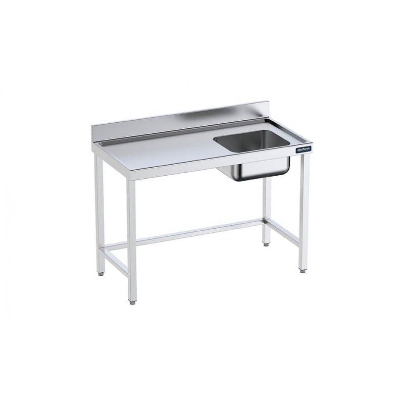 Distform Table de chef Inox avec bac à Droite, bord anti ruissellement et renforts Gamme 600 ...