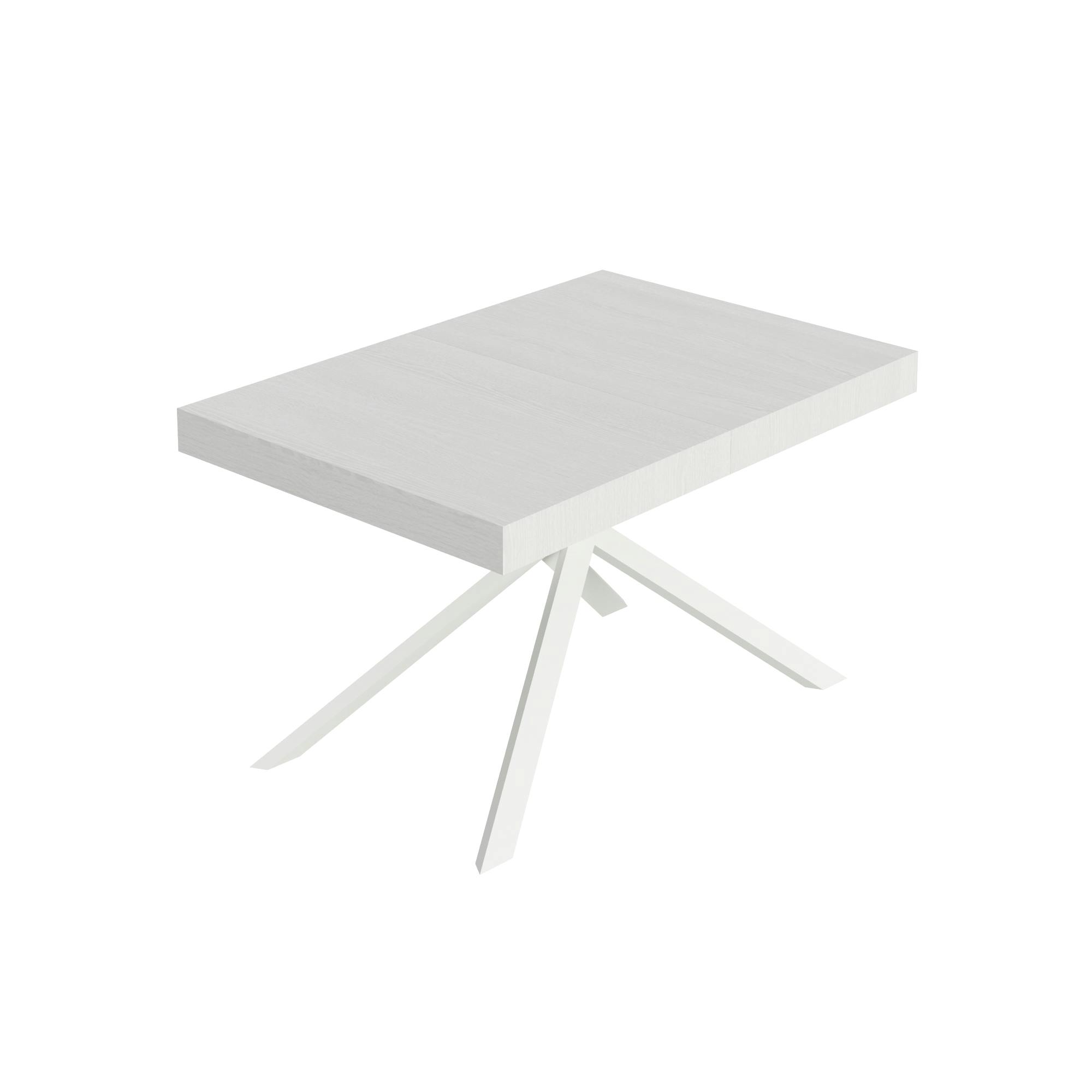 Niket uitschuifbare tafel 120/204x80 cm wit essen met witte poten | Makro