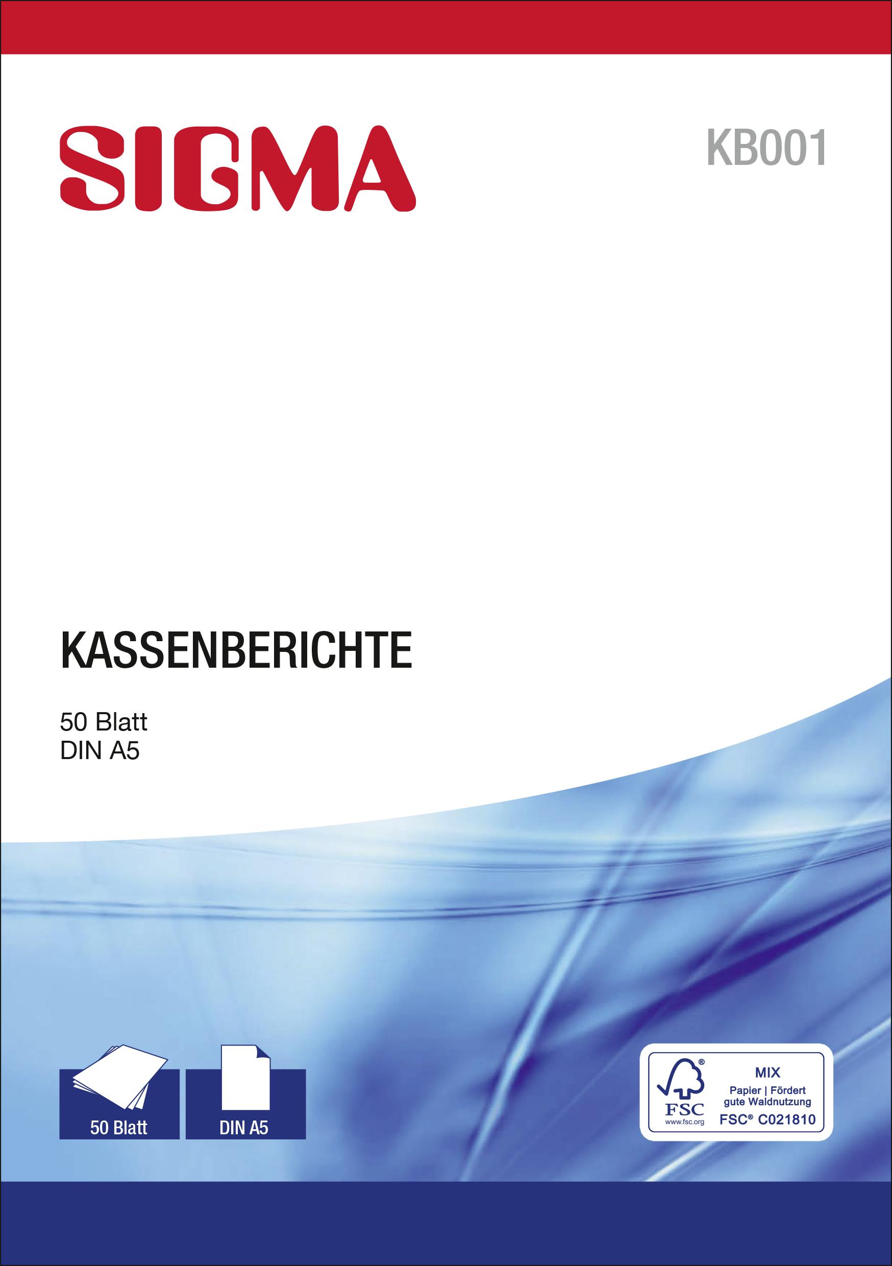 SIGMA KB001 Kassarapporten, 50 vellen, A5, 10 stuks | Makro