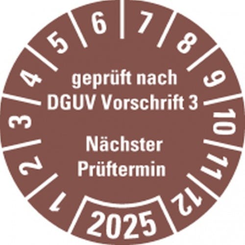 Dreifke® Prüfplakette gepr.n.DGUV Vorschr.3 NP 25, braun, Dokufolie, Ø 25mm, 500/Rolle | METRO